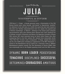 Julia Personalized Name Meaning Art Prints – Name Stories