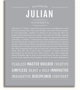 Julian Personalized Name Meaning Art Prints – Name Stories