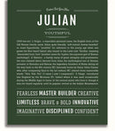 Julian Personalized Name Meaning Art Prints – Name Stories