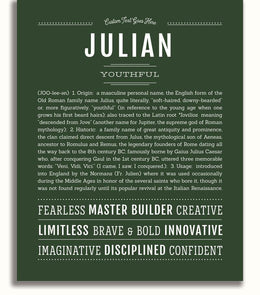 Julian Personalized Name Meaning Art Prints – Name Stories