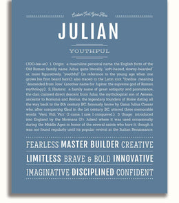 Julian Personalized Name Meaning Art Prints – Name Stories