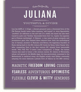 Juliana Personalized Name Meaning Art Prints – Name Stories
