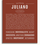 Juliano Personalized Name Meaning Art Prints – Name Stories