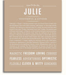 Julie Personalized Name Meaning Art Prints – Name Stories