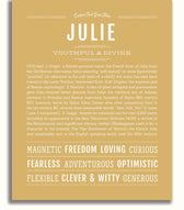 Julie Personalized Name Meaning Art Prints – Name Stories