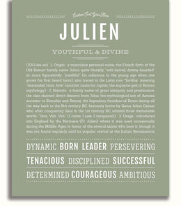 Julien Personalized Name Meaning Art Prints – Name Stories