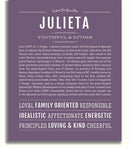 Julieta Personalized Name Meaning Art Prints – Name Stories