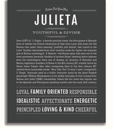 Julieta Personalized Name Meaning Art Prints – Name Stories