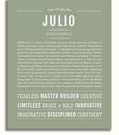 Julio Personalized Name Meaning Art Prints – Name Stories