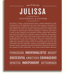 Julissa Personalized Name Meaning Art Prints – Name Stories