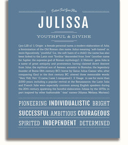 Julissa Personalized Name Meaning Art Prints – Name Stories