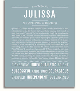 Julissa Personalized Name Meaning Art Prints – Name Stories