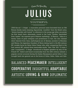 Julius Personalized Name Meaning Art Prints – Name Stories