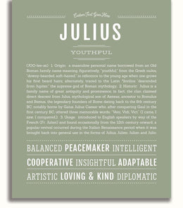 Julius Personalized Name Meaning Art Prints – Name Stories