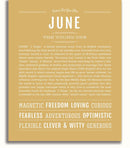June | Name Art Print – Name Stories