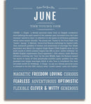 June Personalized Name Meaning Art Prints – Name Stories