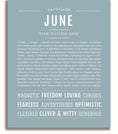 June Personalized Name Meaning Art Prints – Name Stories