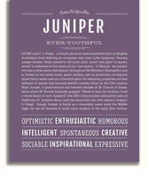 Juniper Personalized Name Meaning Art Prints – Name Stories