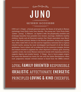 Juno Personalized Name Meaning Art Prints – Name Stories