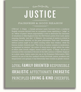 Justice (female) | Name Art Print – Name Stories