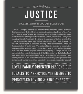 Justice (male) | Name Art Print – Name Stories