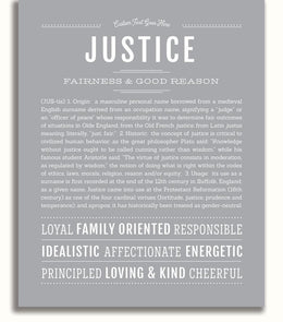 Justice Personalized Name Meaning Art Prints – Name Stories