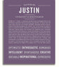 Justin Personalized Name Meaning Art Prints – Name Stories