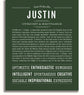 Justin Personalized Name Meaning Art Prints – Name Stories