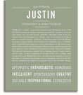 Justin Personalized Name Meaning Art Prints – Name Stories