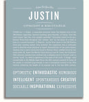 Justin Personalized Name Meaning Art Prints – Name Stories