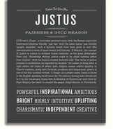 Justus Personalized Name Meaning Art Prints – Name Stories