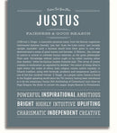 Justus Personalized Name Meaning Art Prints – Name Stories
