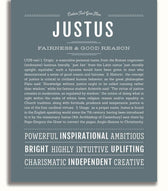 Justus Personalized Name Meaning Art Prints – Name Stories