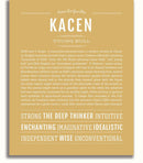 Kacen Personalized Name Meaning Art Prints – Name Stories