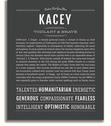 Kacey (female) | Name Art Print – Name Stories