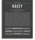 Kacey (female) | Name Art Print – Name Stories