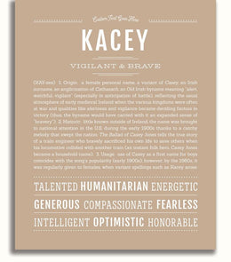 Kacey (female) | Name Art Print – Name Stories