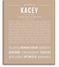 Kacey (female) | Name Art Print – Name Stories