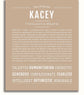 Kacey Personalized Name Meaning Art Prints – Name Stories