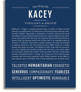 Kacey Personalized Name Meaning Art Prints – Name Stories