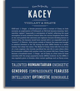 Kacey (female) | Name Art Print – Name Stories