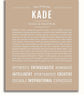 Kade Personalized Name Meaning Art Prints – Name Stories