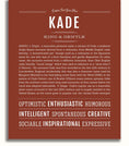 Kade Personalized Name Meaning Art Prints – Name Stories