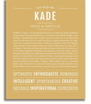 Kade Personalized Name Meaning Art Prints – Name Stories
