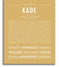 Kade Personalized Name Meaning Art Prints – Name Stories