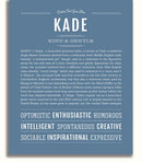Kade Personalized Name Meaning Art Prints – Name Stories