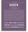 Kaden Personalized Name Meaning Art Prints – Name Stories