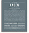 Kaden Personalized Name Meaning Art Prints – Name Stories