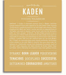 Kaden Personalized Name Meaning Art Prints – Name Stories