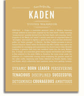 Kaden Personalized Name Meaning Art Prints – Name Stories
